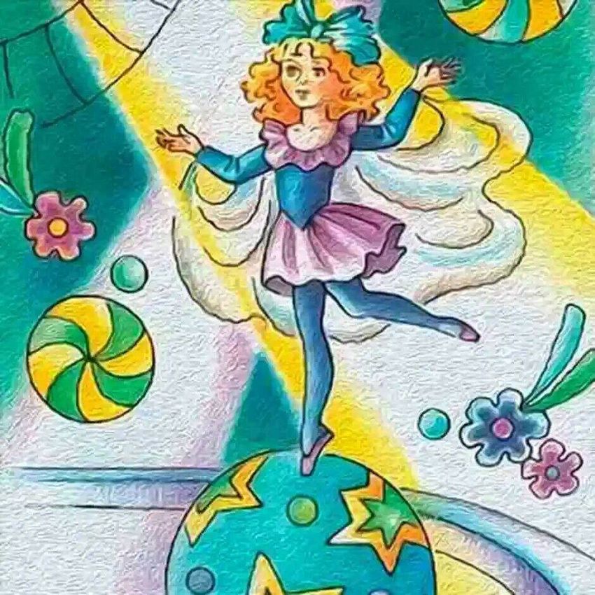 Рисунки девочка на шаре