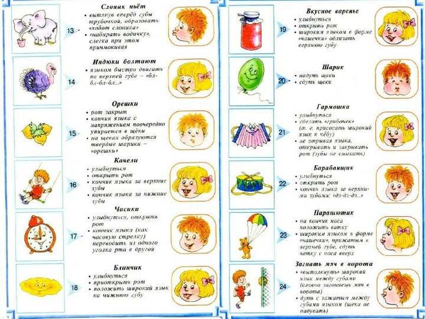 Артикуляционная гимнастика для детей в картинках