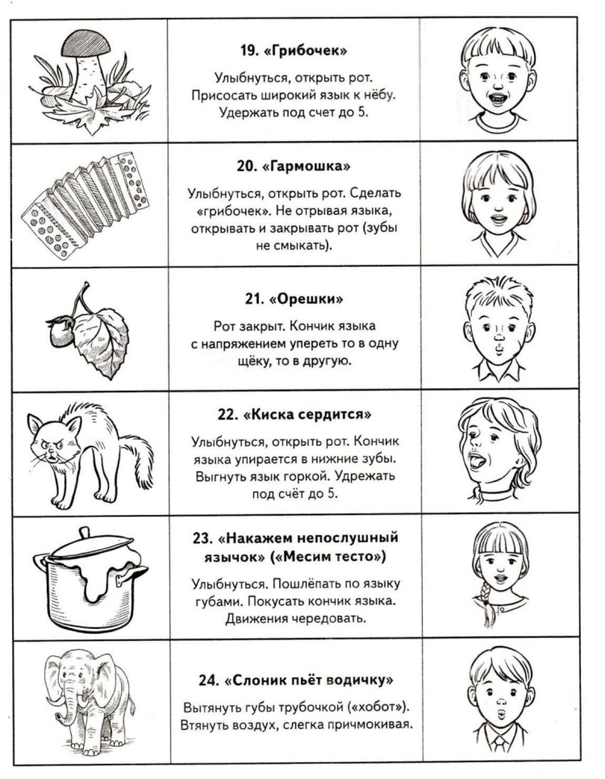 Артикуляционная гимнастика для детей в картинках